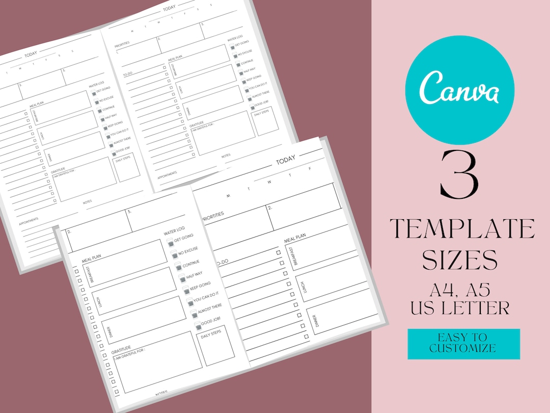 Editable Daily Journal Template | Canva Printable Daily Schedule ...