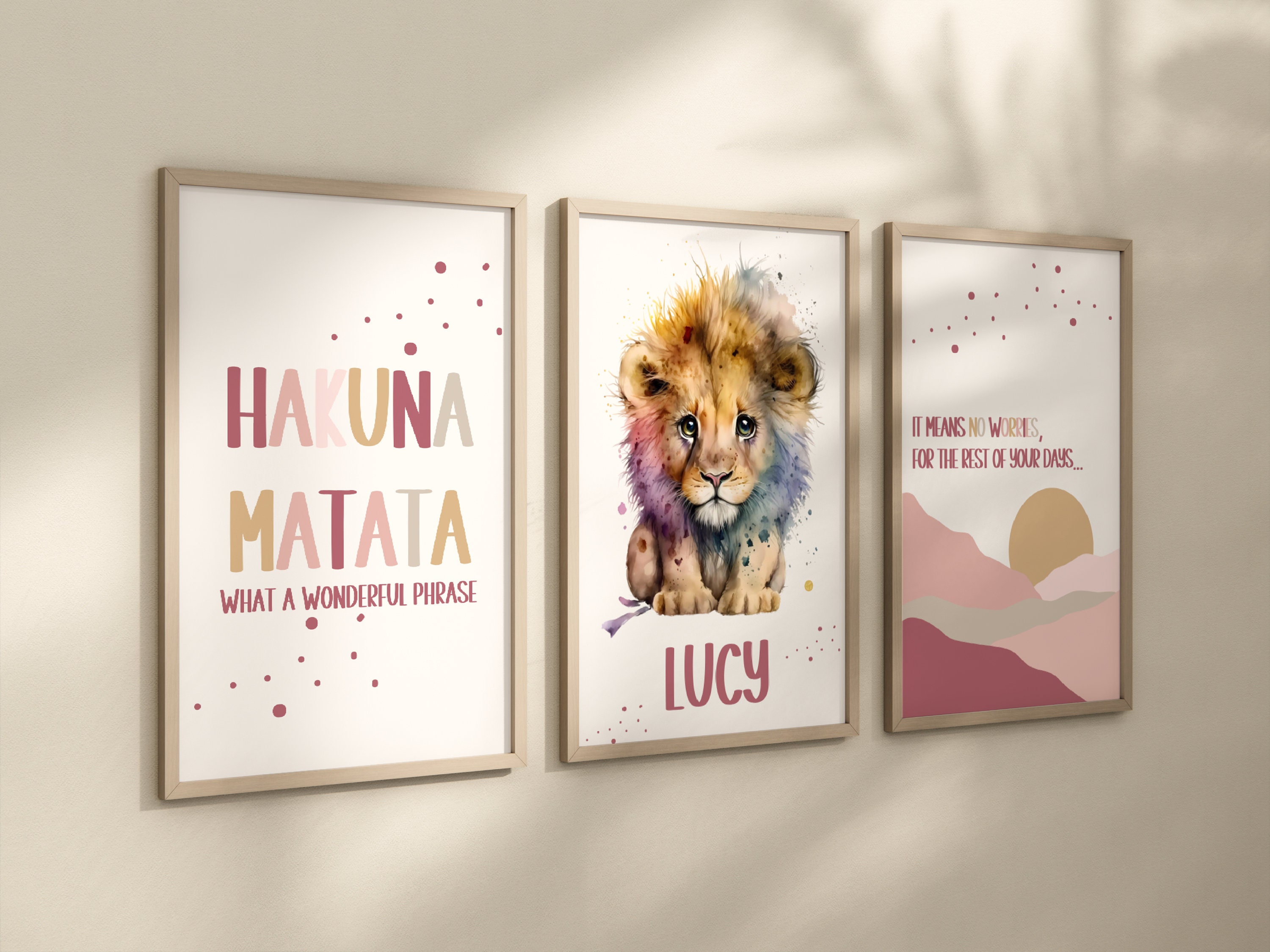 Set of 3 Printable Safari Animal hakuna Matata Custom Nursery Name ...