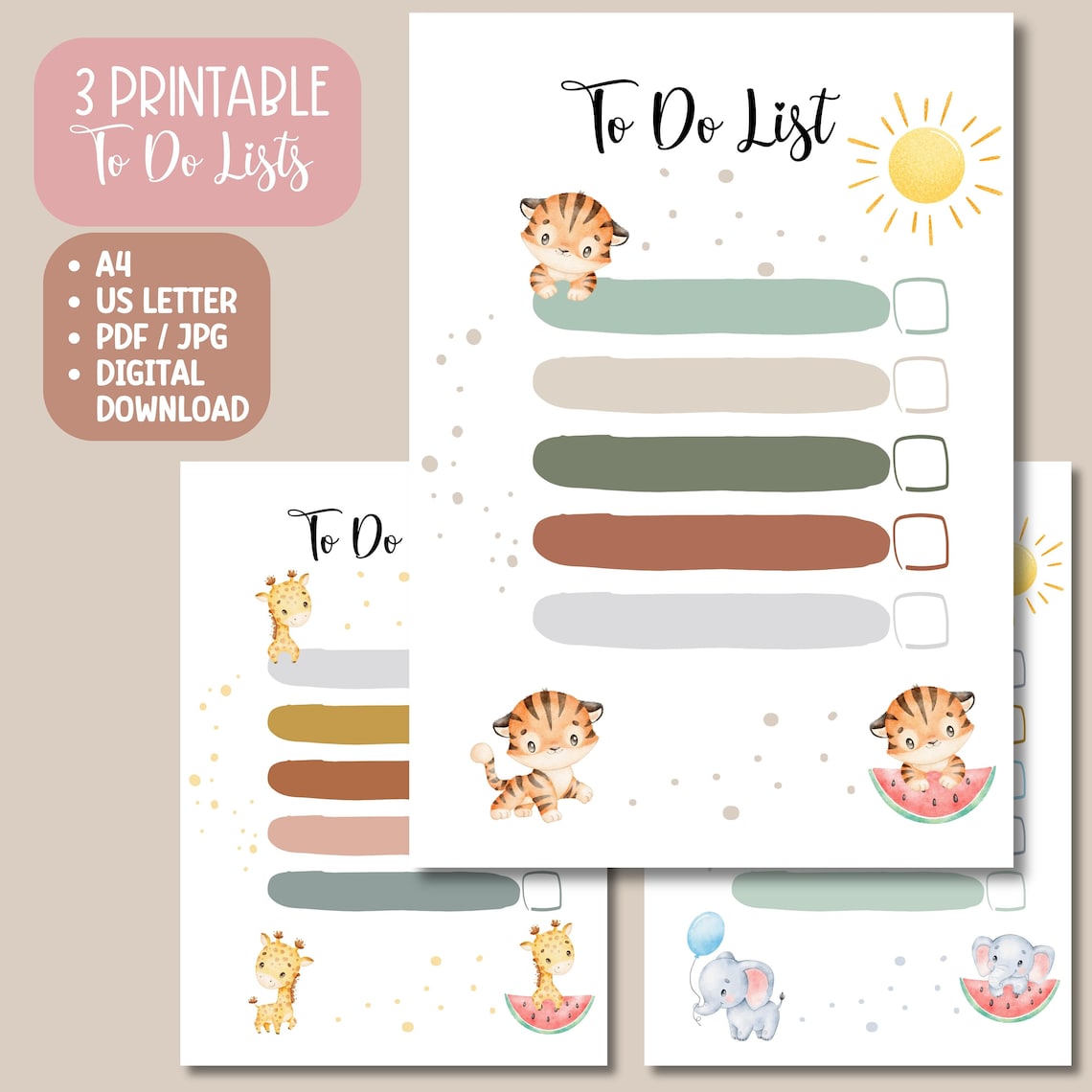 Printable Kids to Do List | Kids Routine Printable | Safari Animal To ...