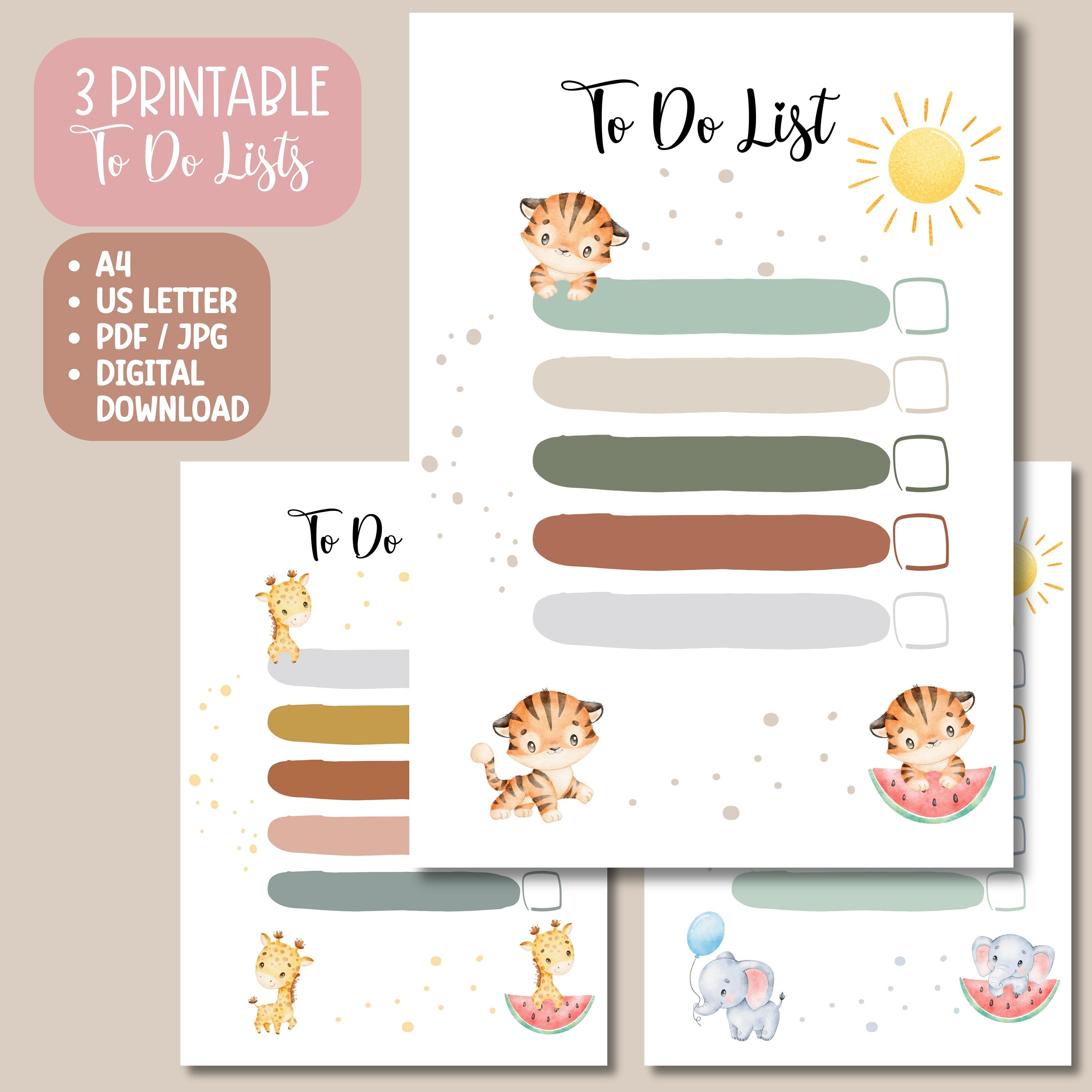 Printable Kids to Do List | Kids Routine Printable | Safari Animal To ...
