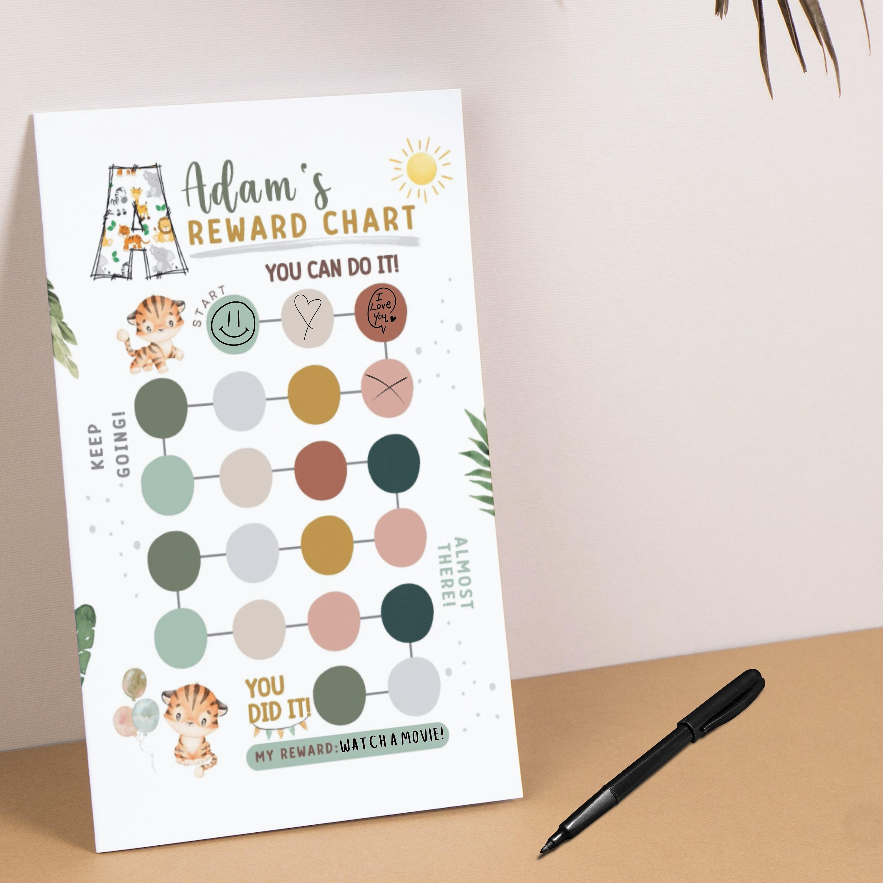 Personalized Printable Safari Animals Kids Reward Chart Kids Habit ...