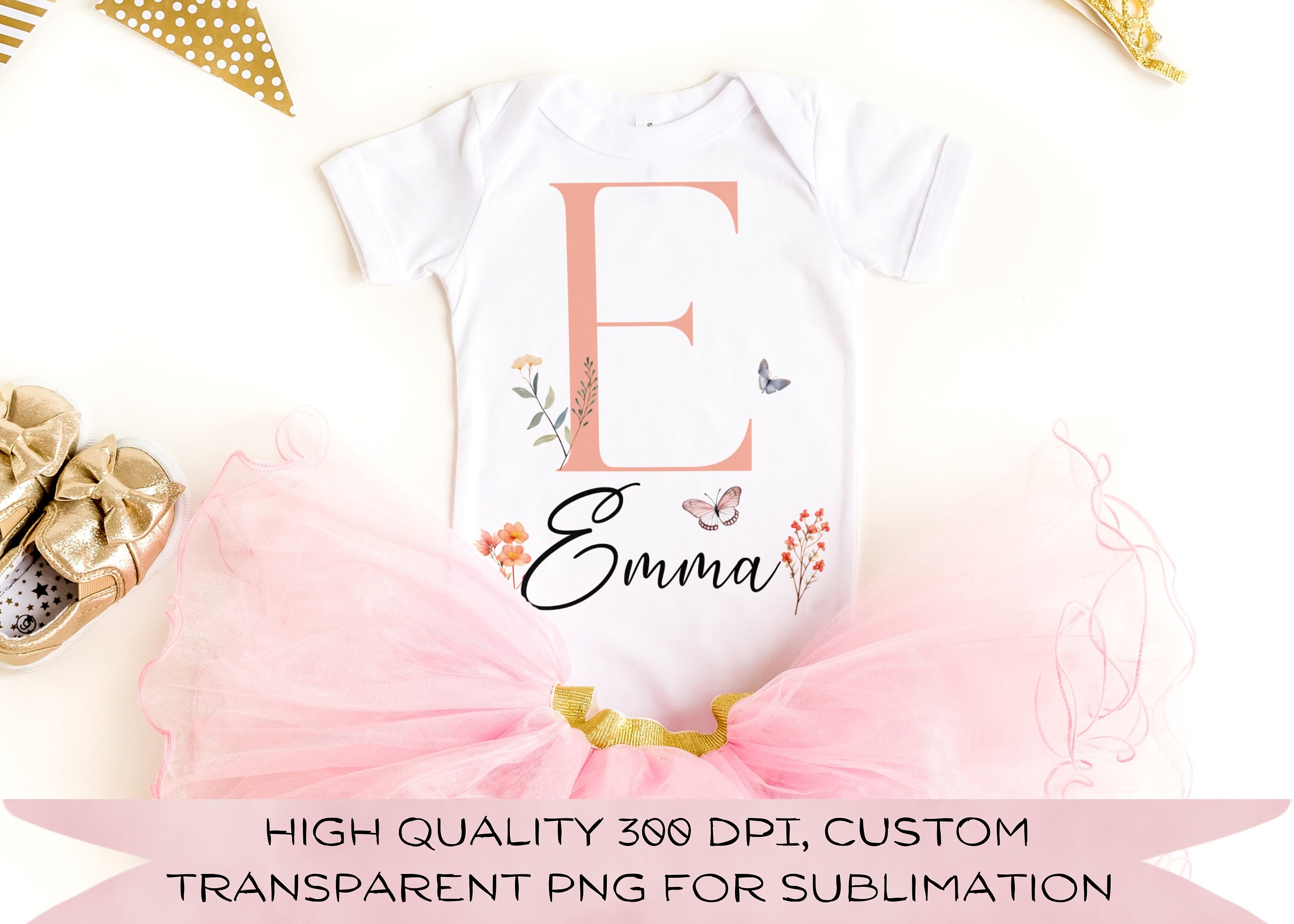 Custom Name PNG for Sublimation: Elegant Floral Watercolor Design, Cute ...