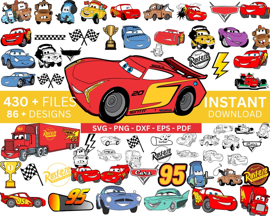 Cars SVG Bundle, Cars Svg, Lightning Mcqueen Svg, Cars PNG Clipart, for ...