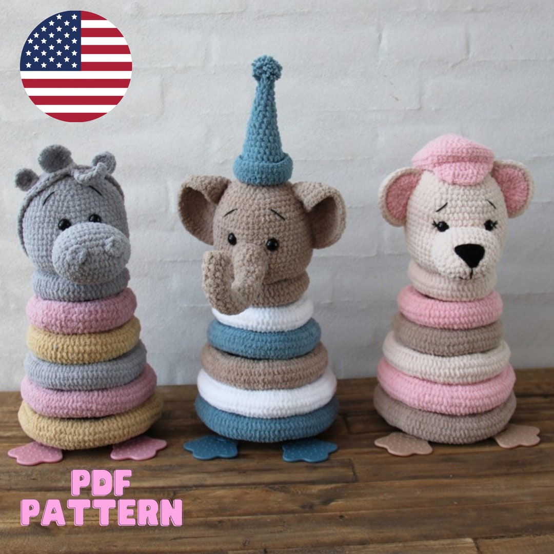 Stacking Animals Amigurumi Pdf Pattern, Cone Toys Animal Pattern, Baby ...
