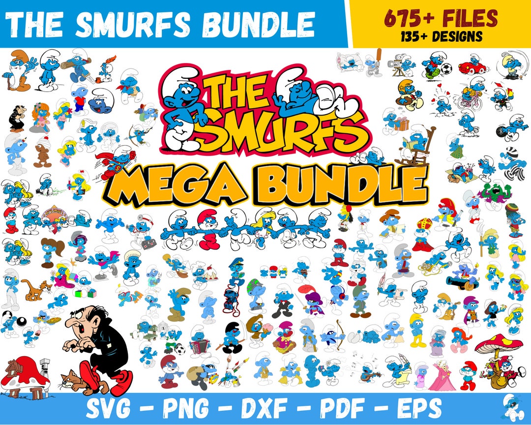 Smurfs SVG Bundle, Smurfs Font SVG Files for Cricut, Smurfs Cut Files ...