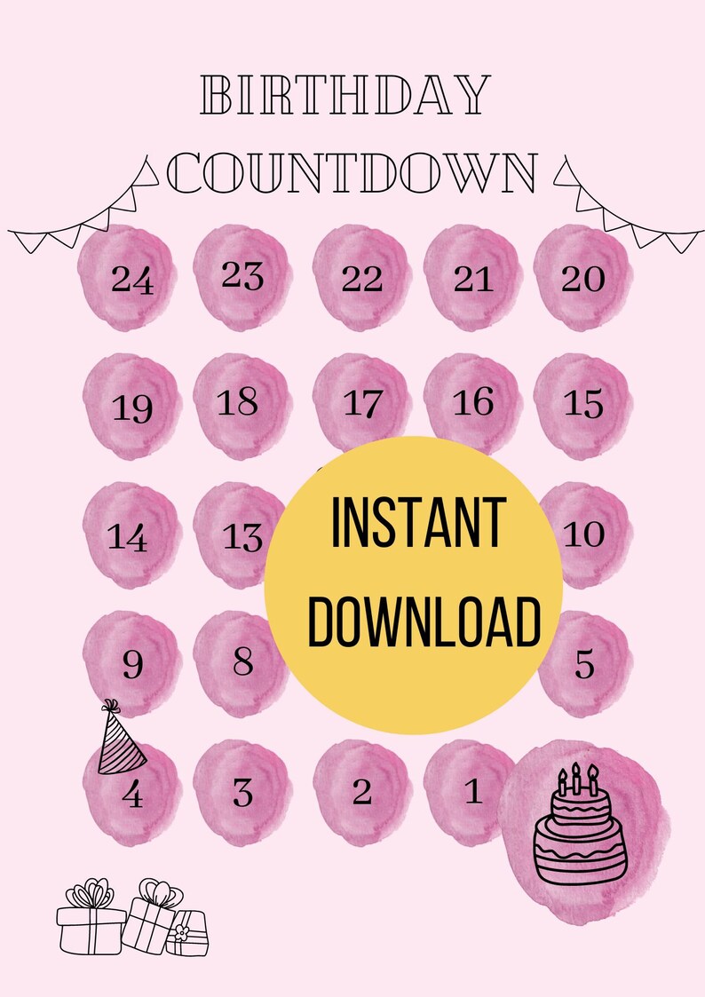 Printable Birthday Countdown - Etsy