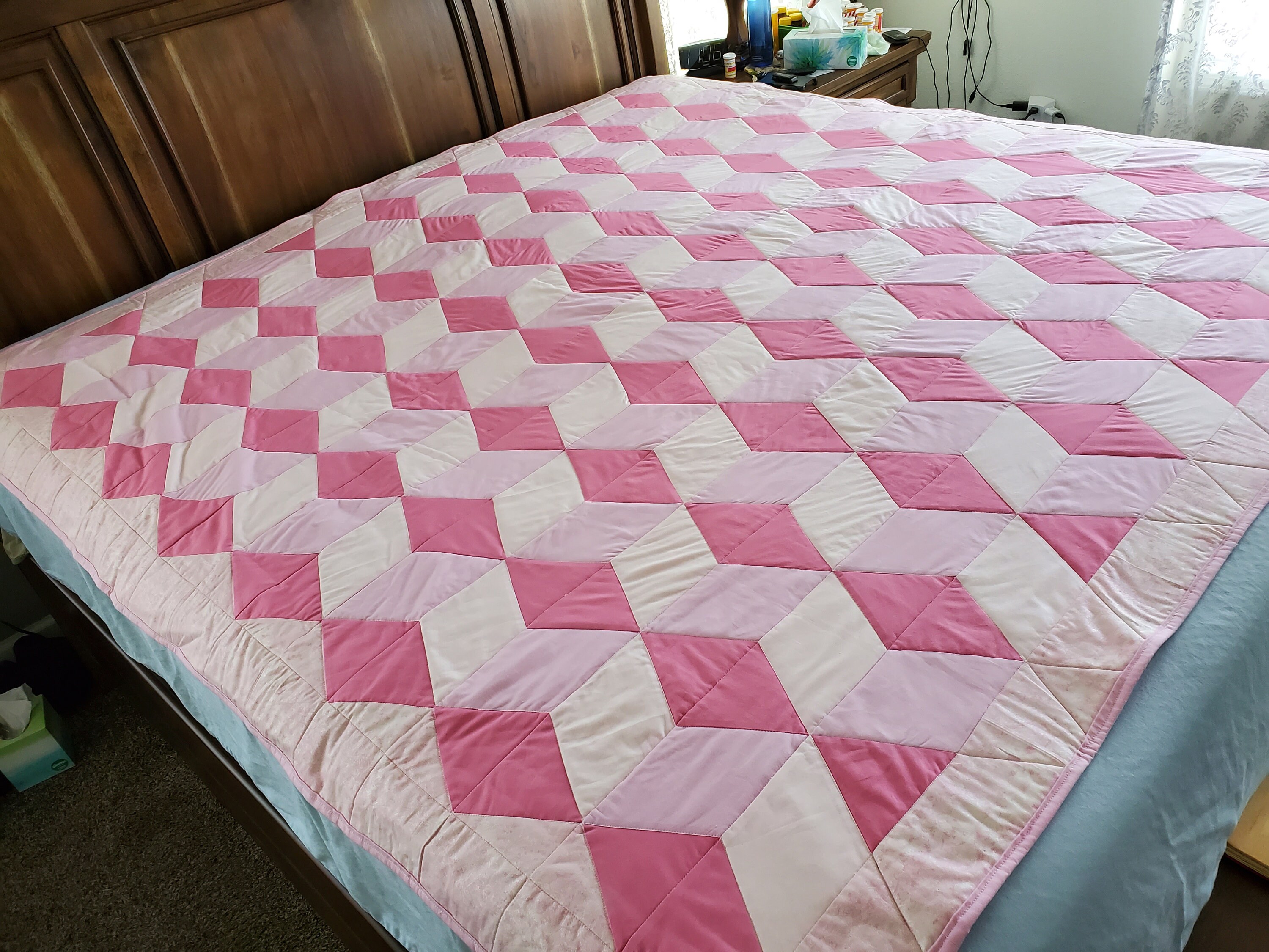 Rhombus in Pink Extra-large Twin Quilt - Etsy
