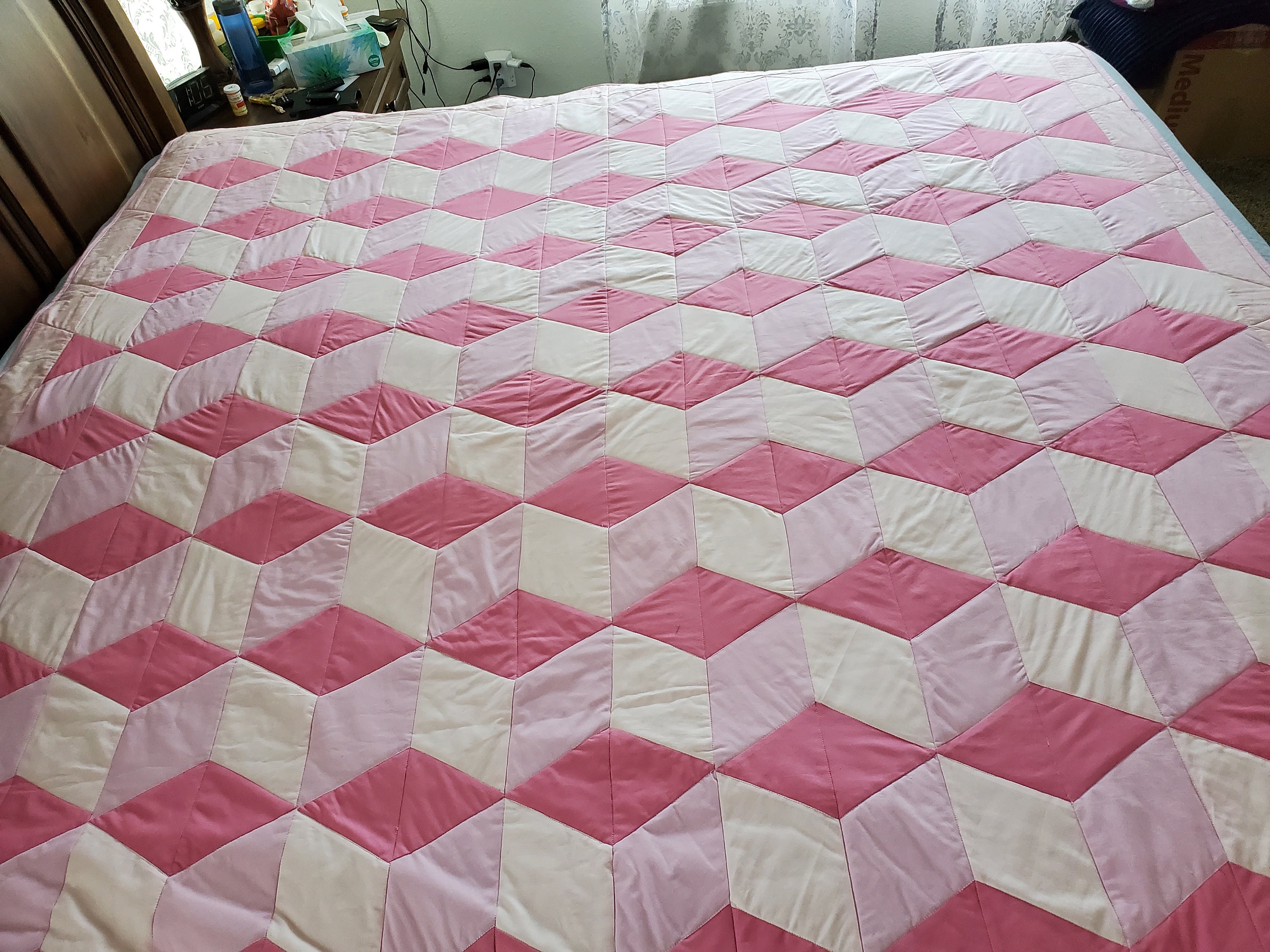 Rhombus in Pink Extra-large Twin Quilt - Etsy