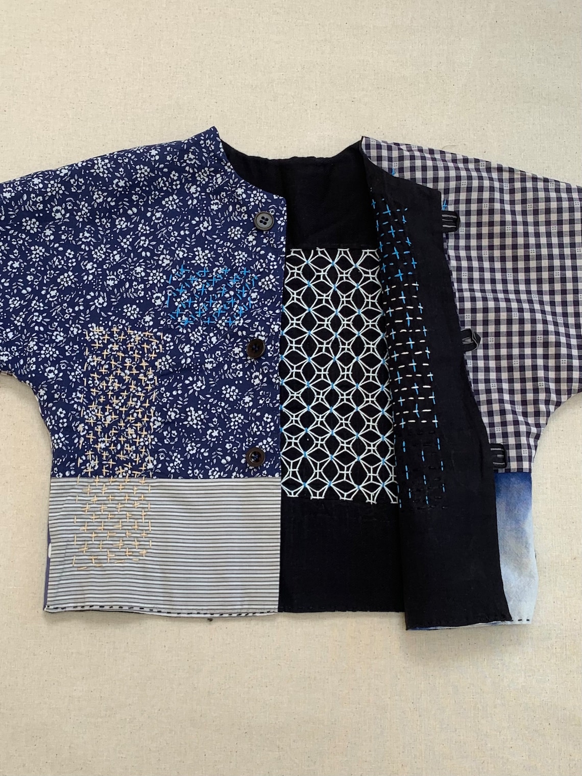Sashiko & Patchwork Reversible Jacket - Etsy