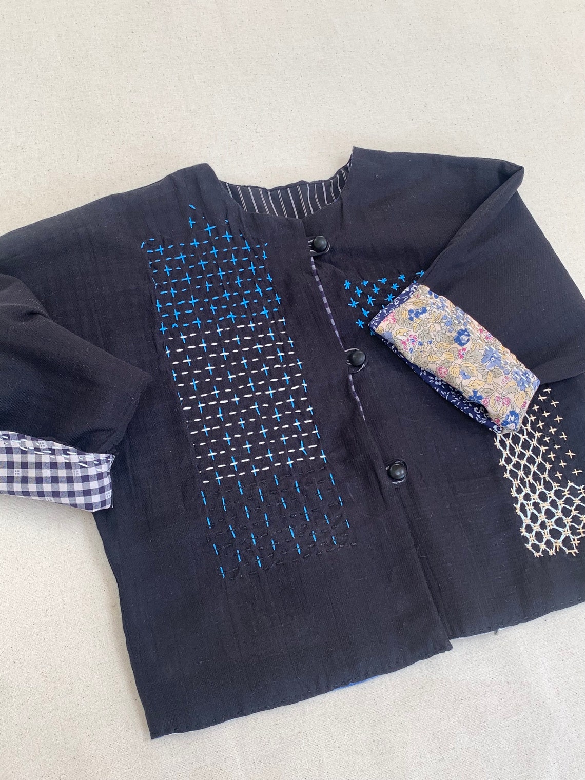 Sashiko & Patchwork Reversible Jacket - Etsy