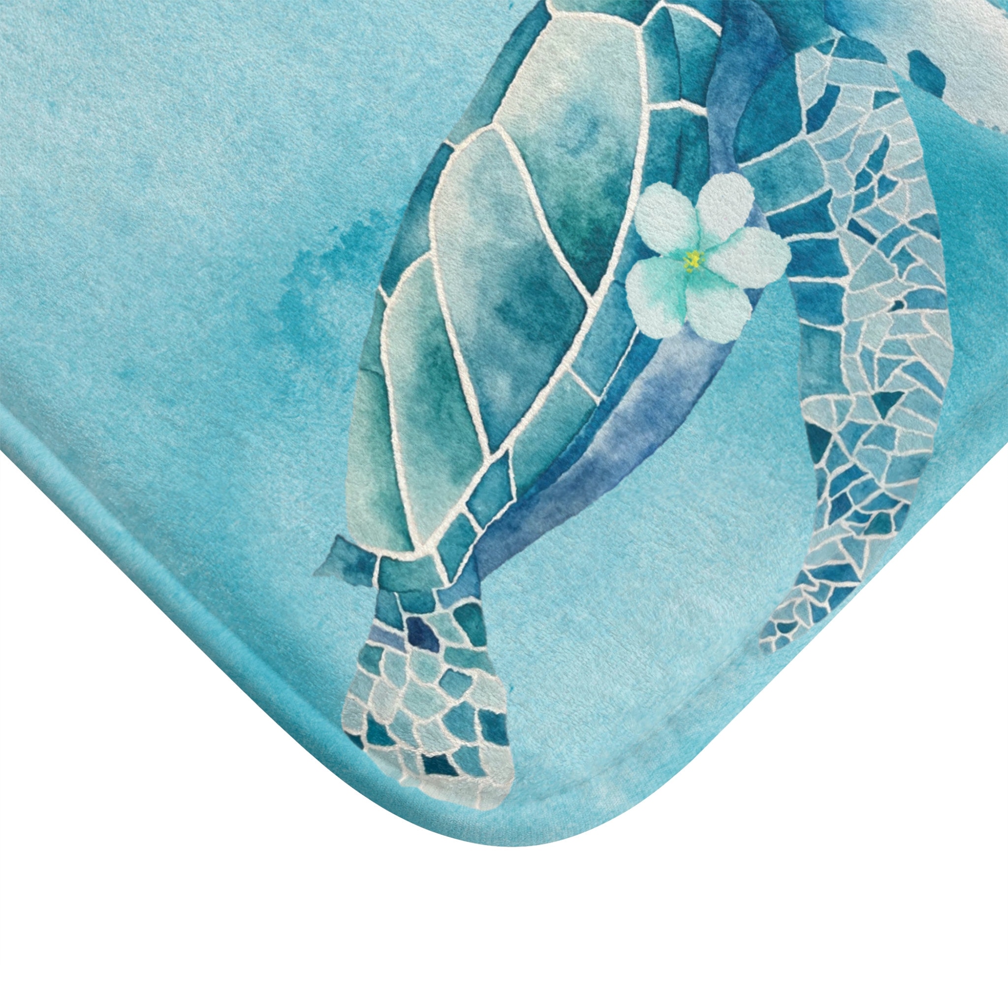 Turtle Serenade: Watercolor Turtle Bath Mat With Floral - Etsy