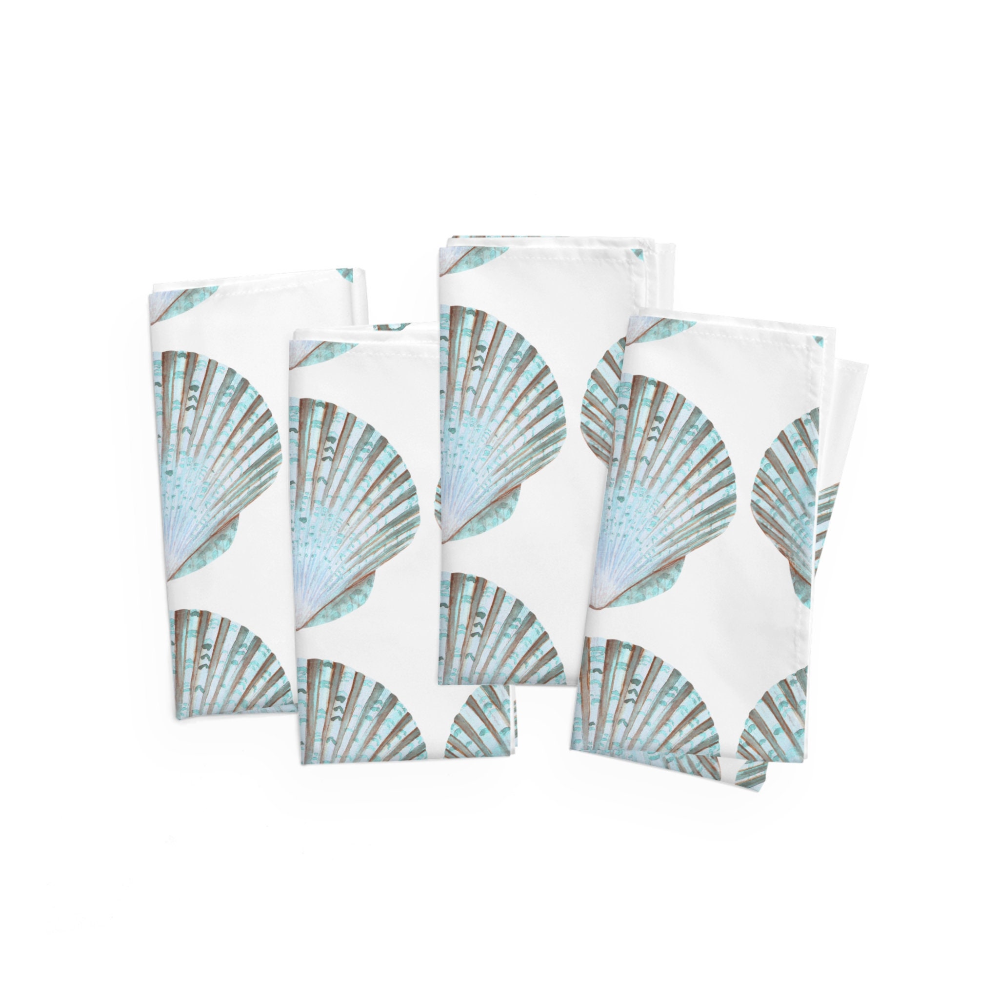 Set of 4 Watercolour Shell Cloth Napkins for Coastal Dining - Etsy