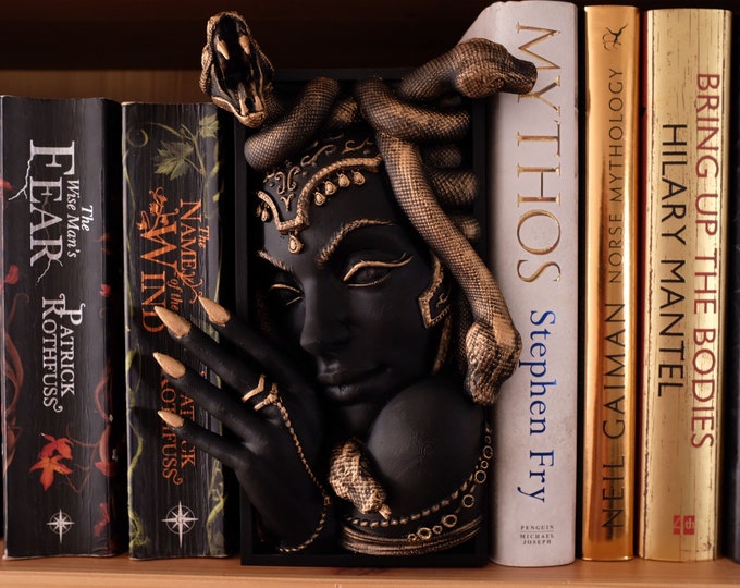 Hand Painted Gold Medusa Book Nook, 3d Printed Mythology Book Shelf ...