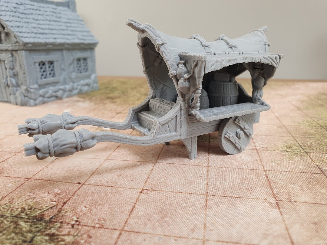 Merchant Wagon, 28mm Traders Cart Table Top RPG Terrain, D&D Scenery ...