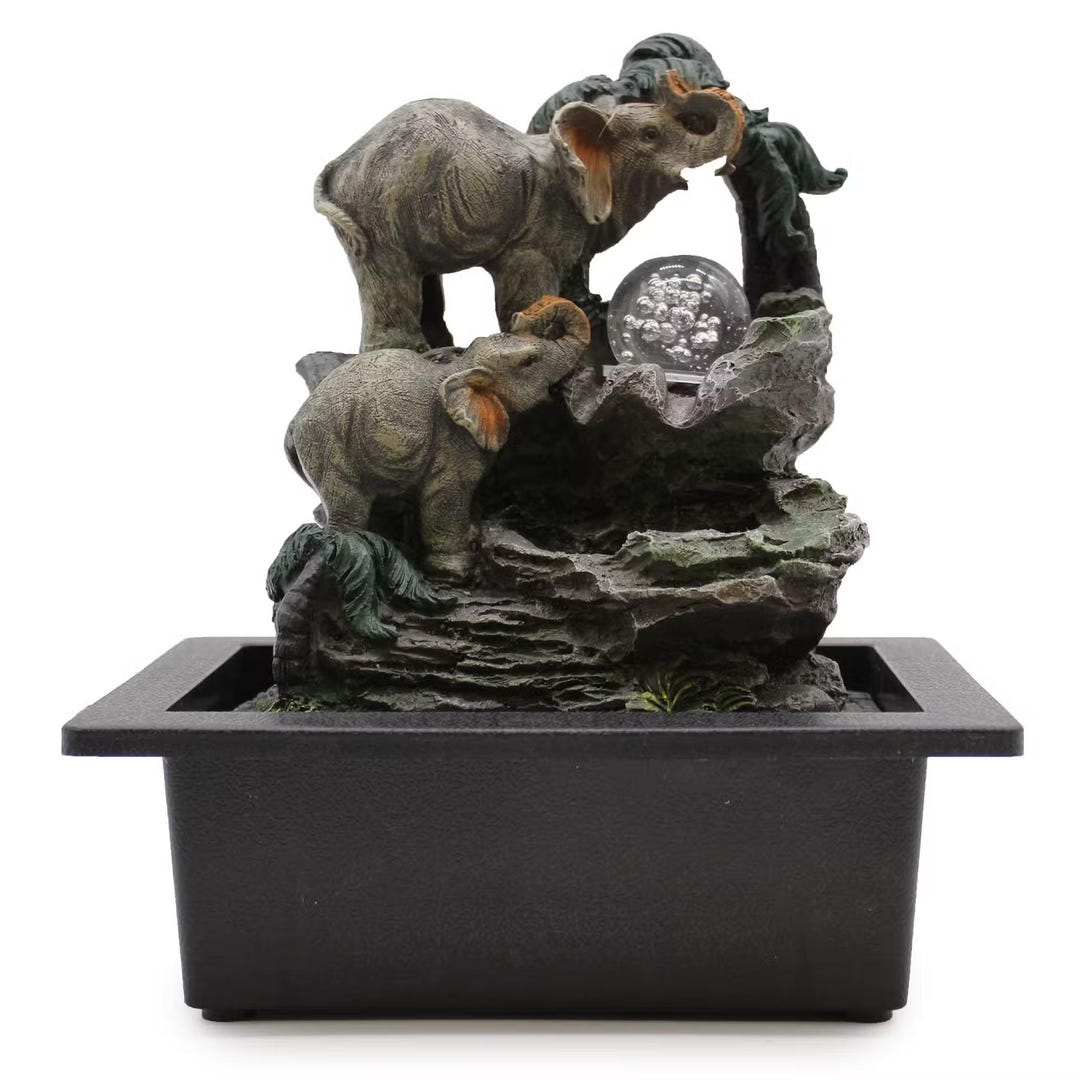 Tabletop Water Feature - 30cm - Elephant Family - Etsy