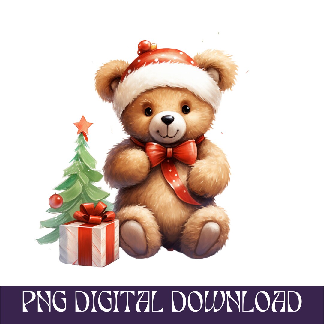 Christmas Teddy Bear PNG Svg Instant Clipart Download Winter - Etsy