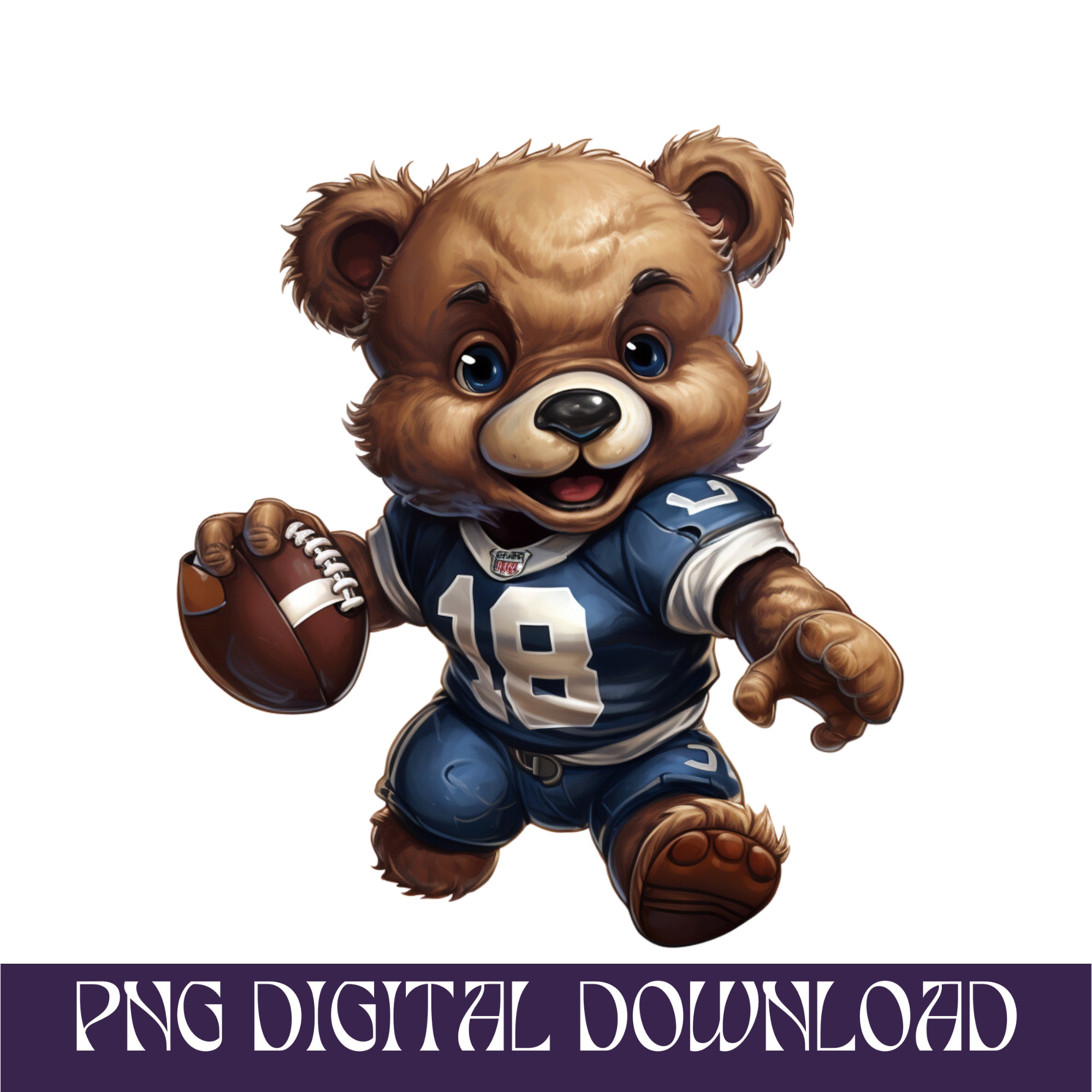 Football Player Teddy Bear Svg PNG Cartoon Bear Clipart - Etsy