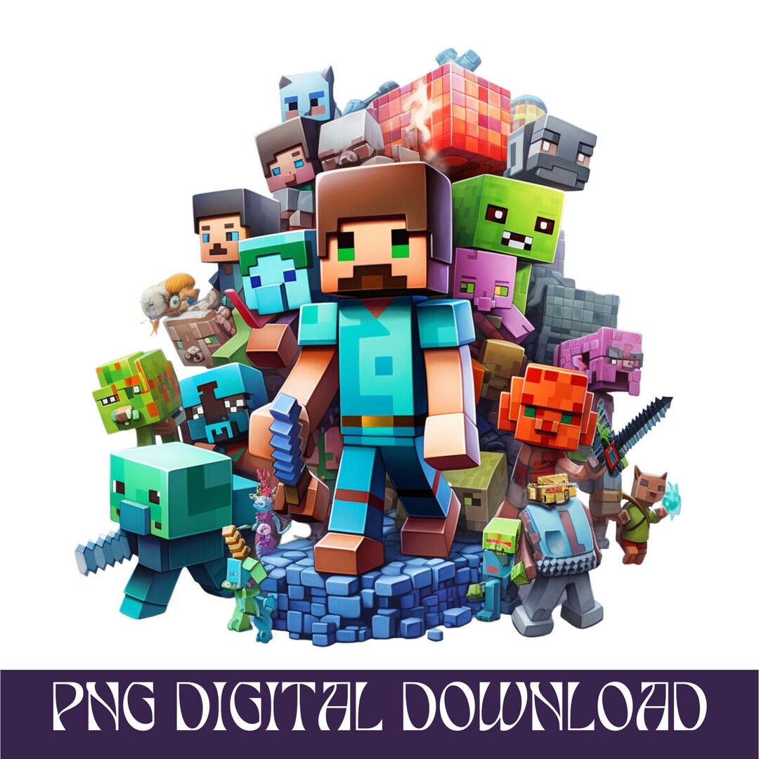 Minecraft Party Invitation Sticker PNG Svg Clipart Instant - Etsy