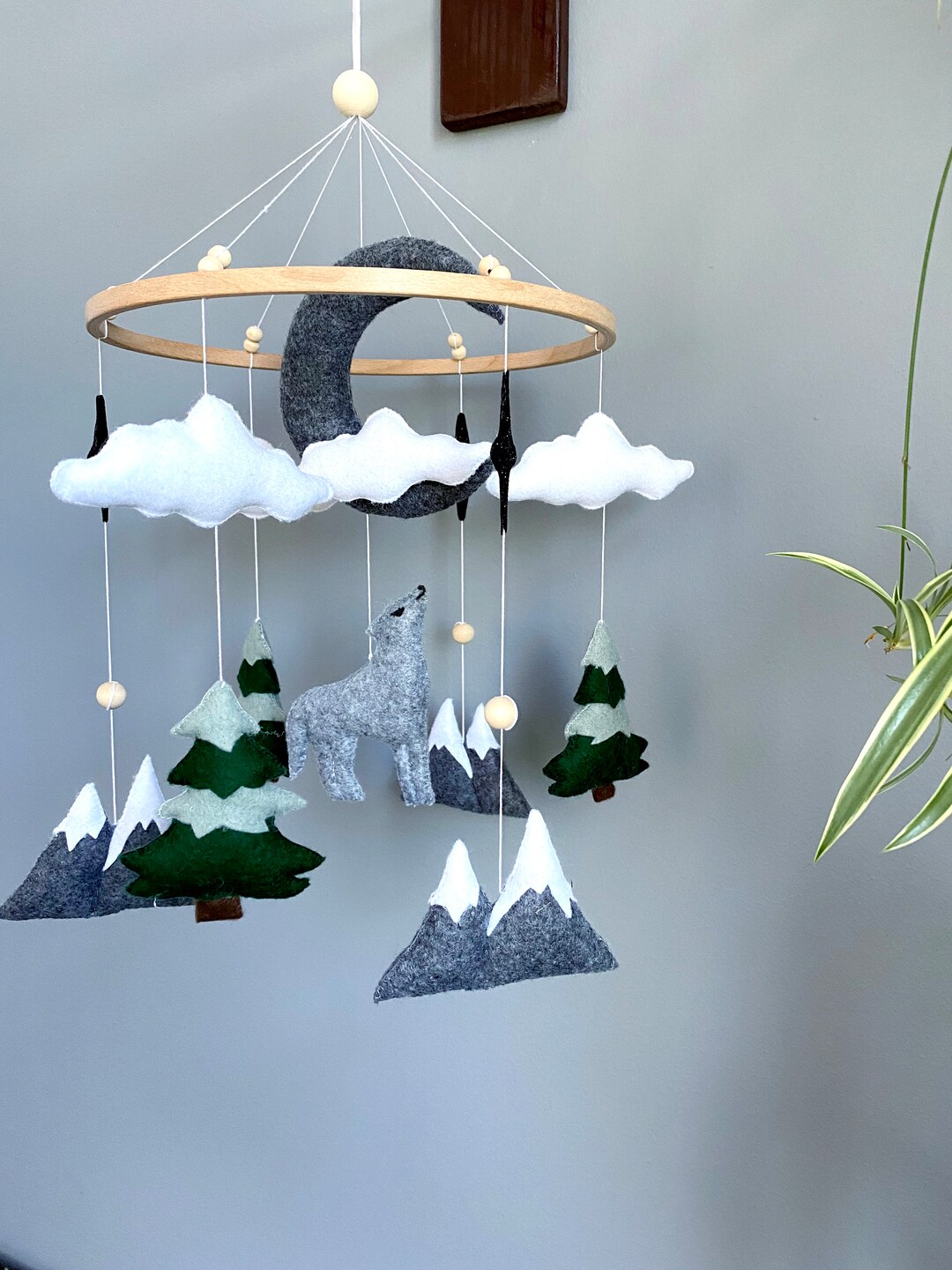Wolf Baby Mobile, Felt Mobile, Forest Mobile, Wolf Nursery Decor Mobile ...