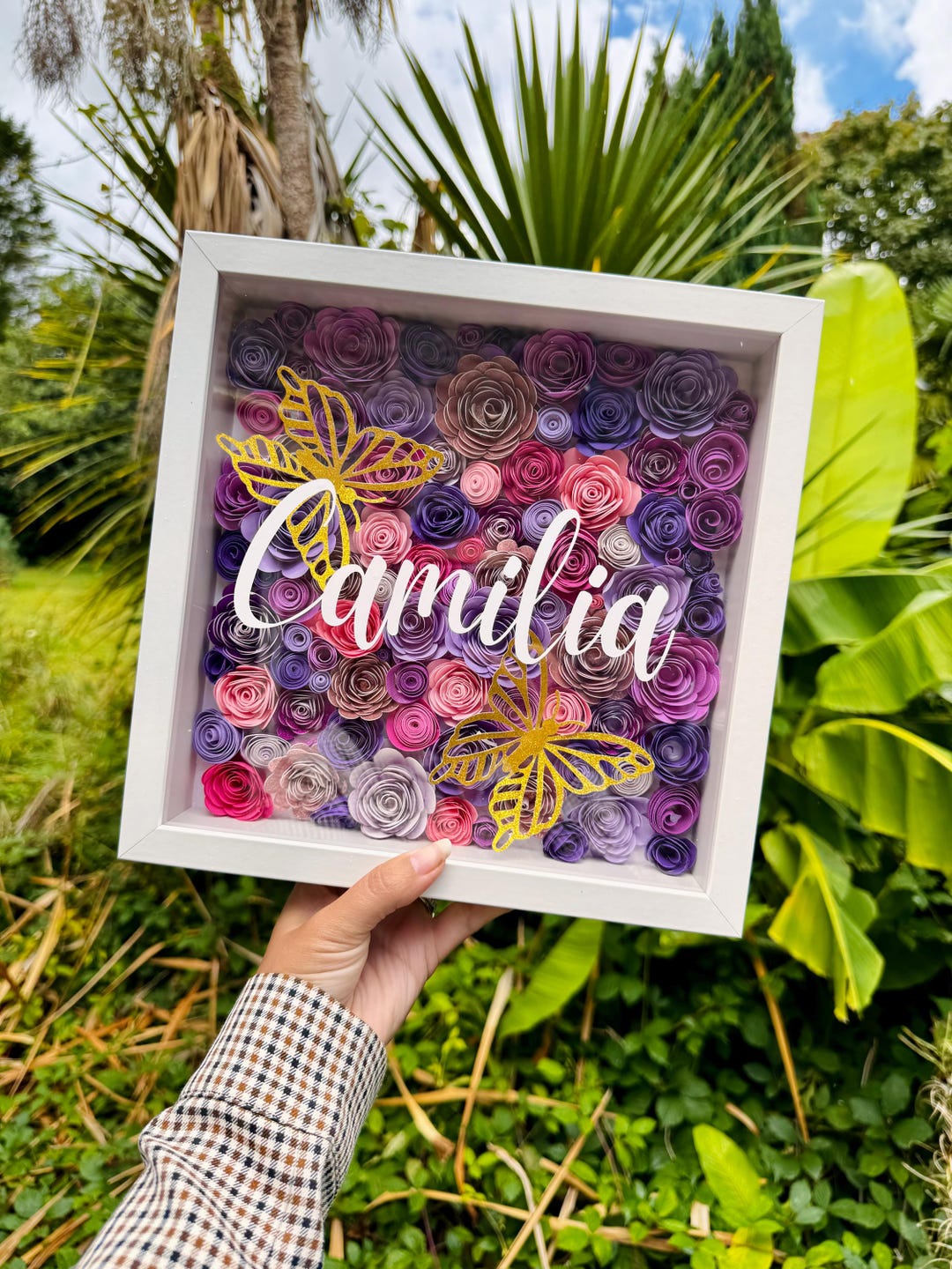 Personalized Flower Frame - First Name Wall Decoration, Birth Gift ...