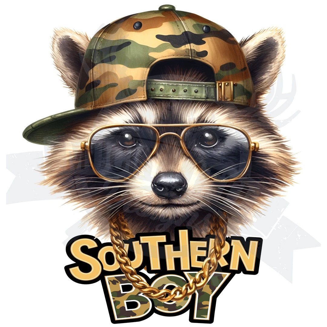 Raccoon With Backward Cap PNG: Southern Boy Sublimation (digital ...