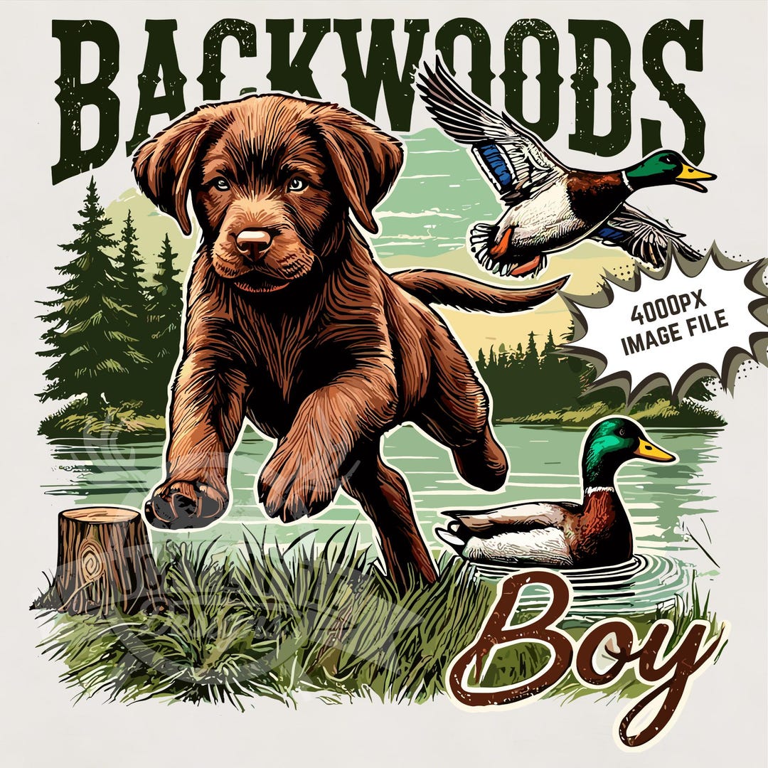 Brown Labrador Hunting Dog PNG: Camo Backwoods Boy Sublimation (digital ...