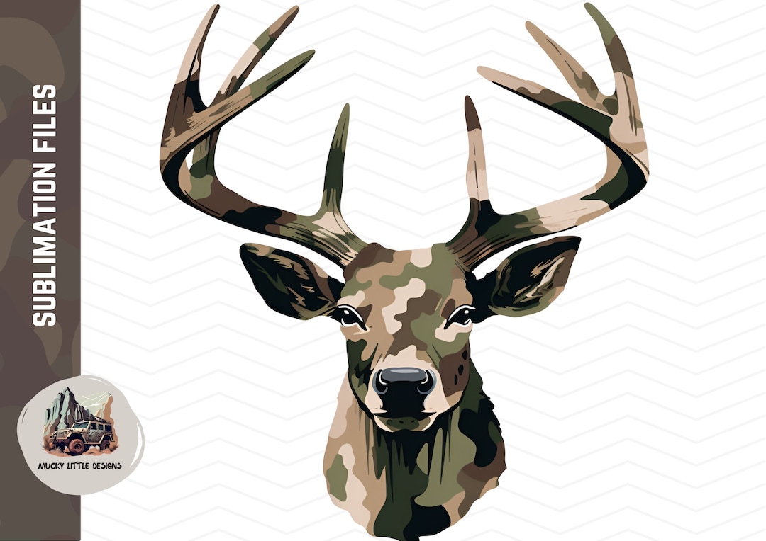 Camo Deer Head Png | Deer Hunting Sublimation Design | Buck Head Png ...