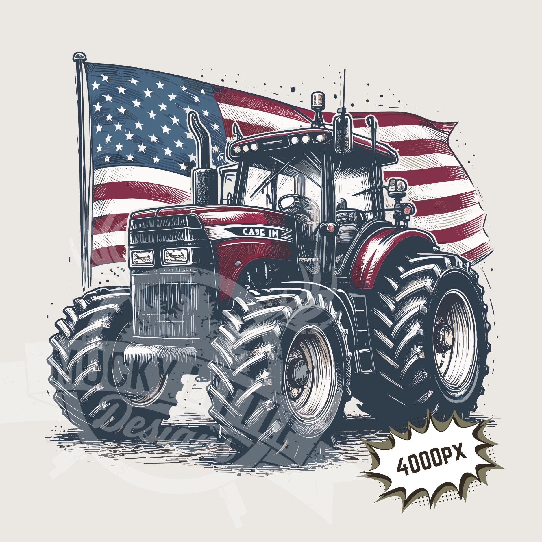 Patriotic Tractor PNG: Vintage Farming Shirt Design (digital Download ...