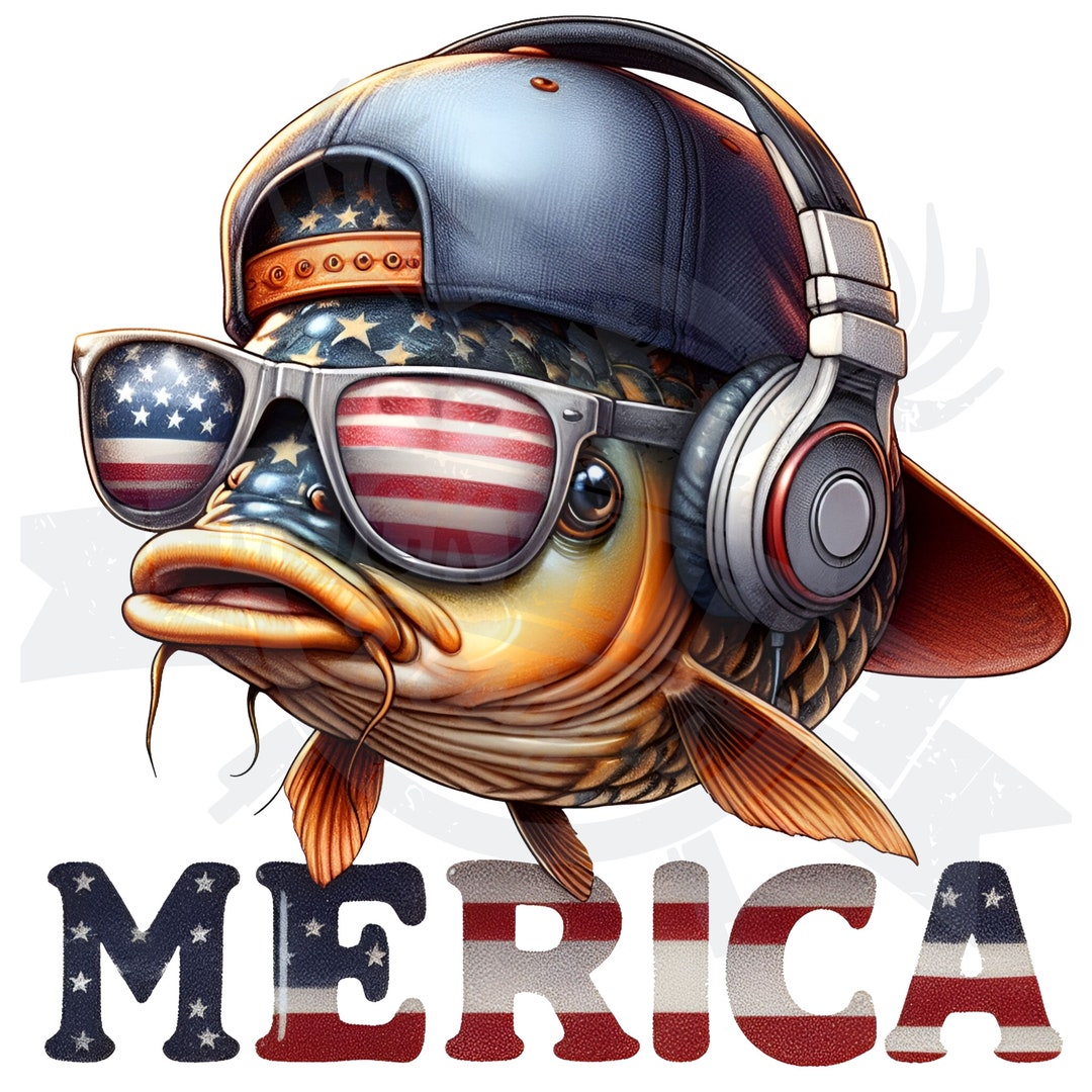 Carp Merica Png Funny Carp Fishing Sublimation Design Boy 4th July Png ...