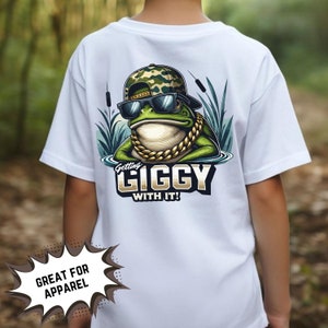 Frog Gigging Png | Funny Frog Sublimation Design | Youth Hunting Png ...