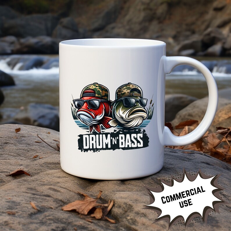 Funny Drum & Bass Fishing PNG: Fish With Backward Cap (digital Download ...