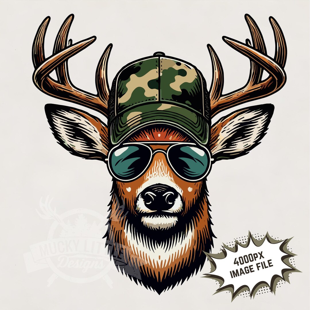 Deer in Shades Png Deer in Cap Png Boys Buck Hunting Sublimation Image ...