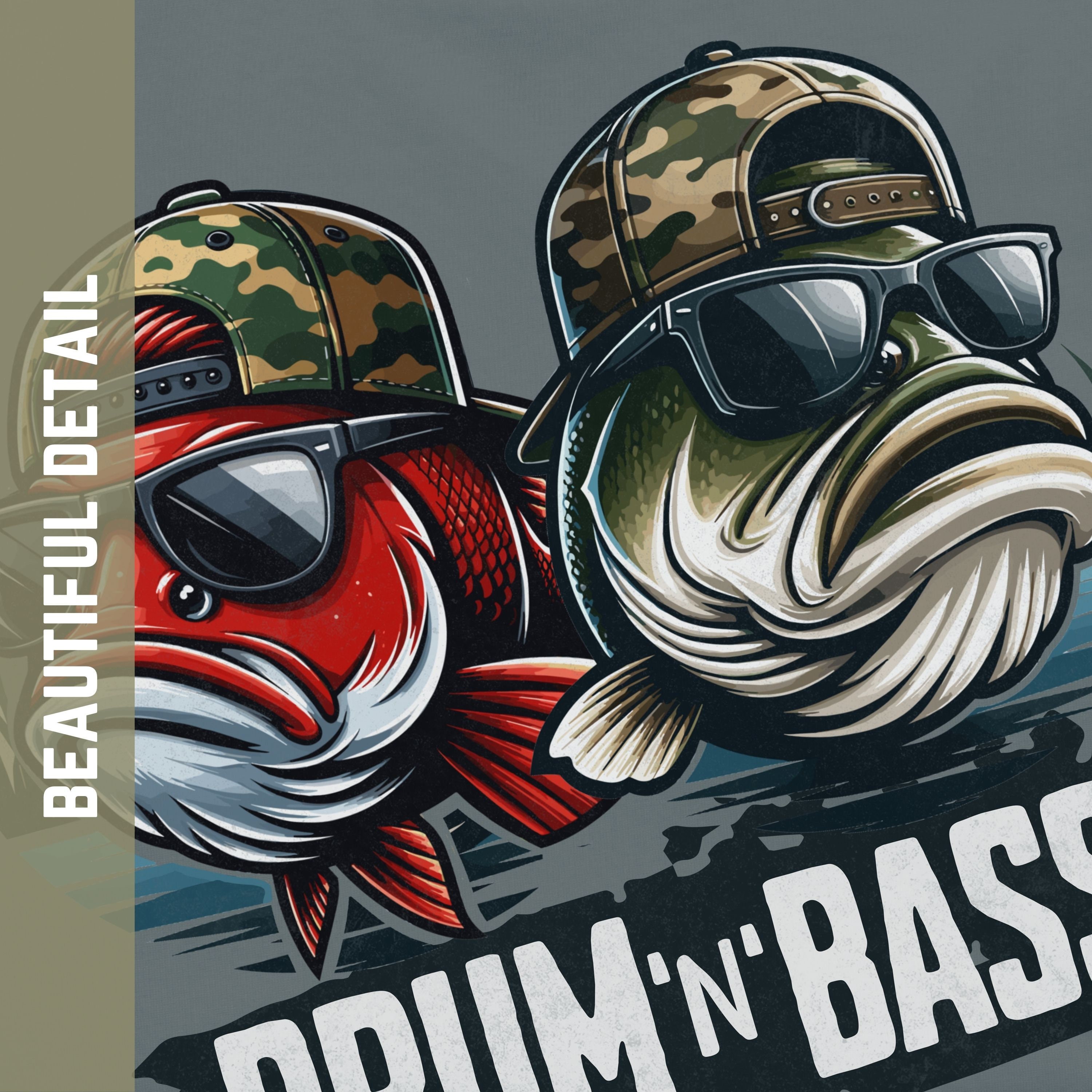 Funny Drum & Bass Fishing PNG: Fish With Backward Cap (digital Download ...