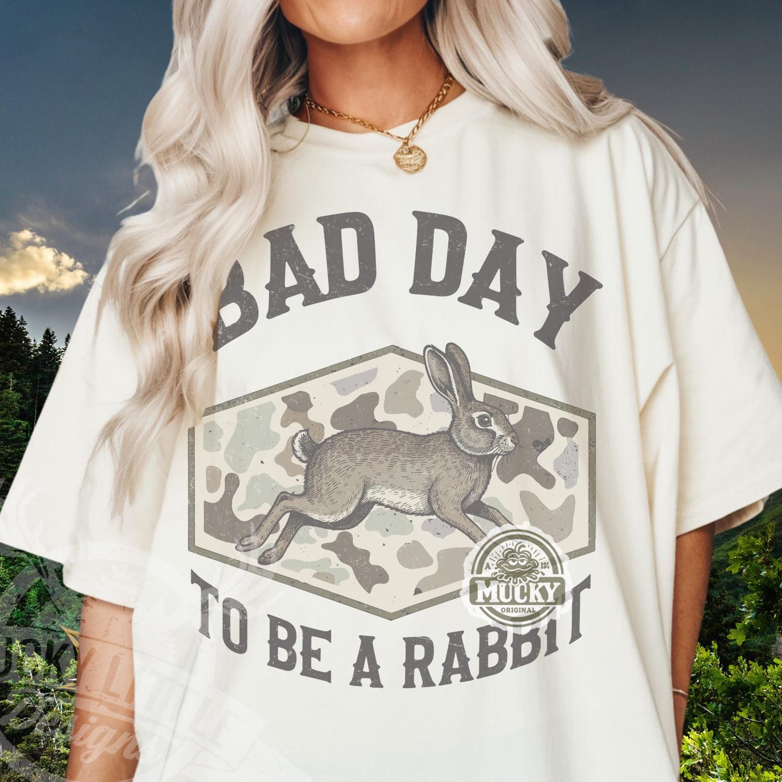 Camo Rabbit Hunting PNG: Bad Day to Be Hunting, Vintage Style Digital ...
