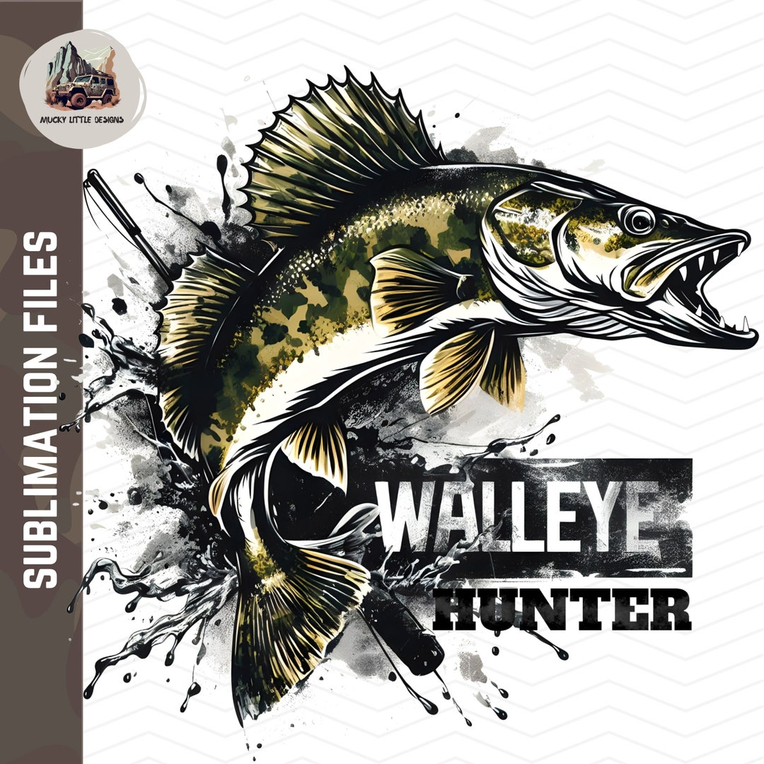 Walleye Hunter Png Walleye Sublimate Walleye Fishing Shirt Design ...