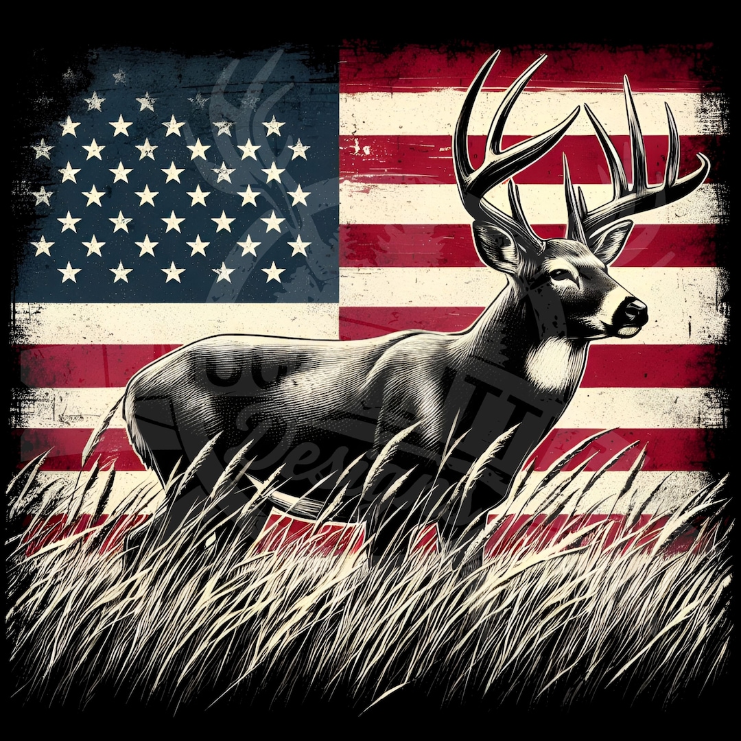 Usa Flag Buck Png | American Flag Deer Png | Whitetail Deer Flag Png ...
