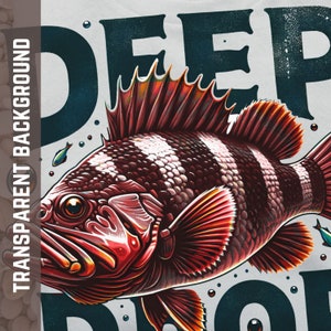 Deep Drop PNG Rockfish Png Red Fish Png Sublimation Design Transparent ...