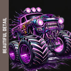 Pink & Purple Monster Truck PNG: Girls Truck Design (digital Download ...