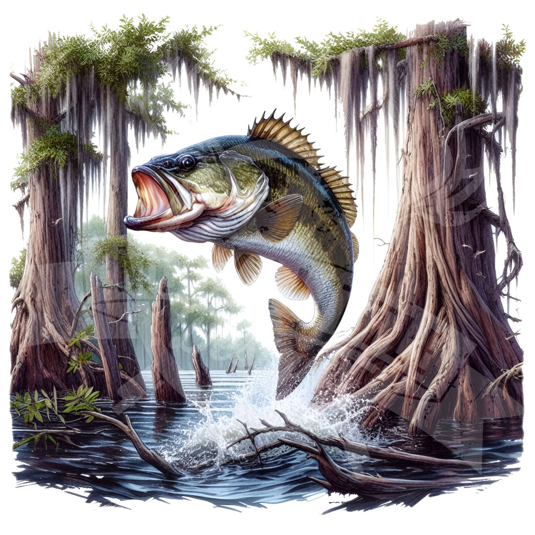 Cypress Swamp Png Bass Fishing Png, Outdoor Scene Png, Jumping Bass Png ...