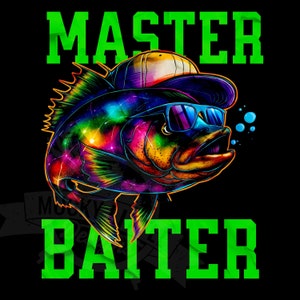 Master Baiter Png Neon Vibrant Fishing Sublimation Design Bass Fishing ...