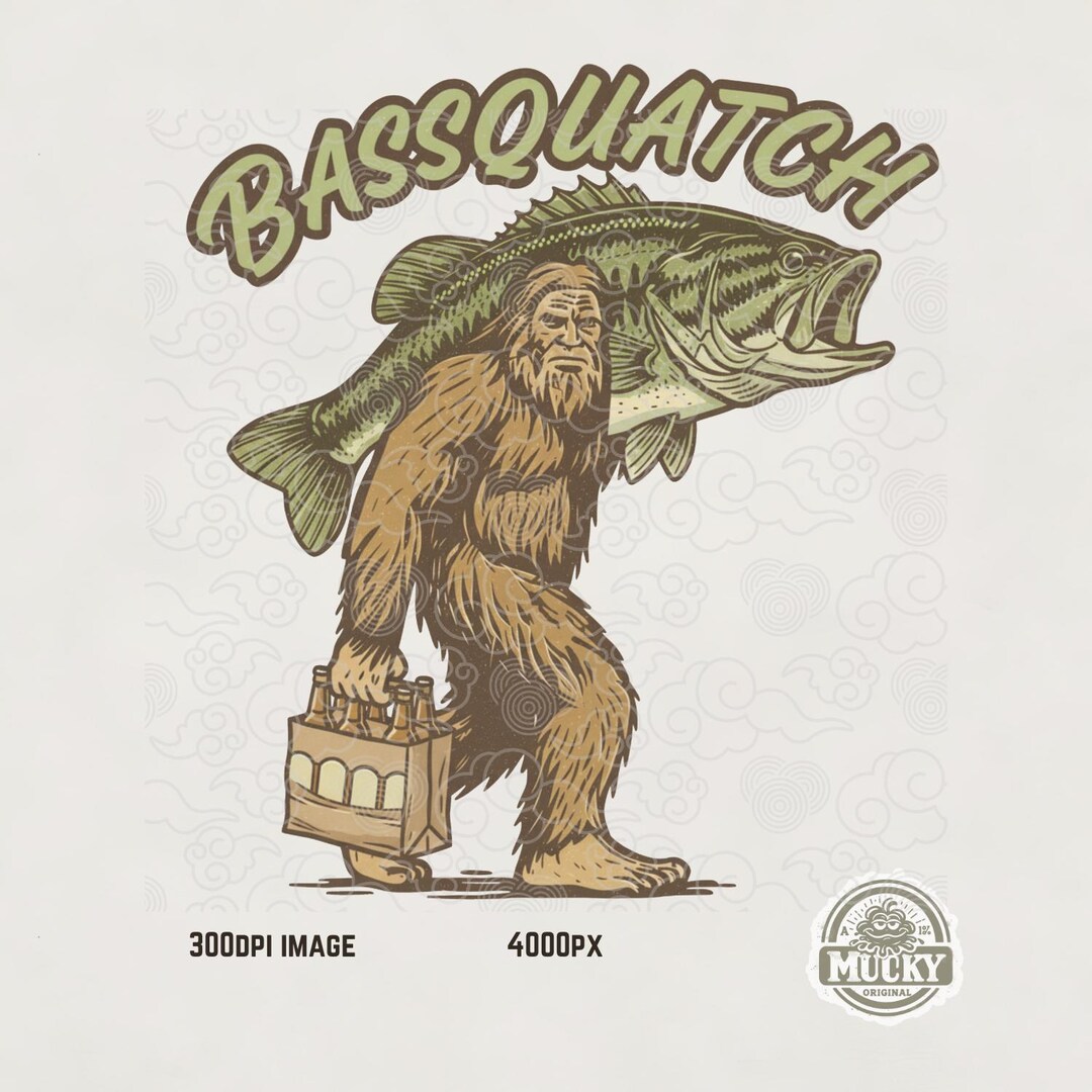 Bassquatch PNG: Bigfoot Fishing Shirt Design (digital Download) - Etsy