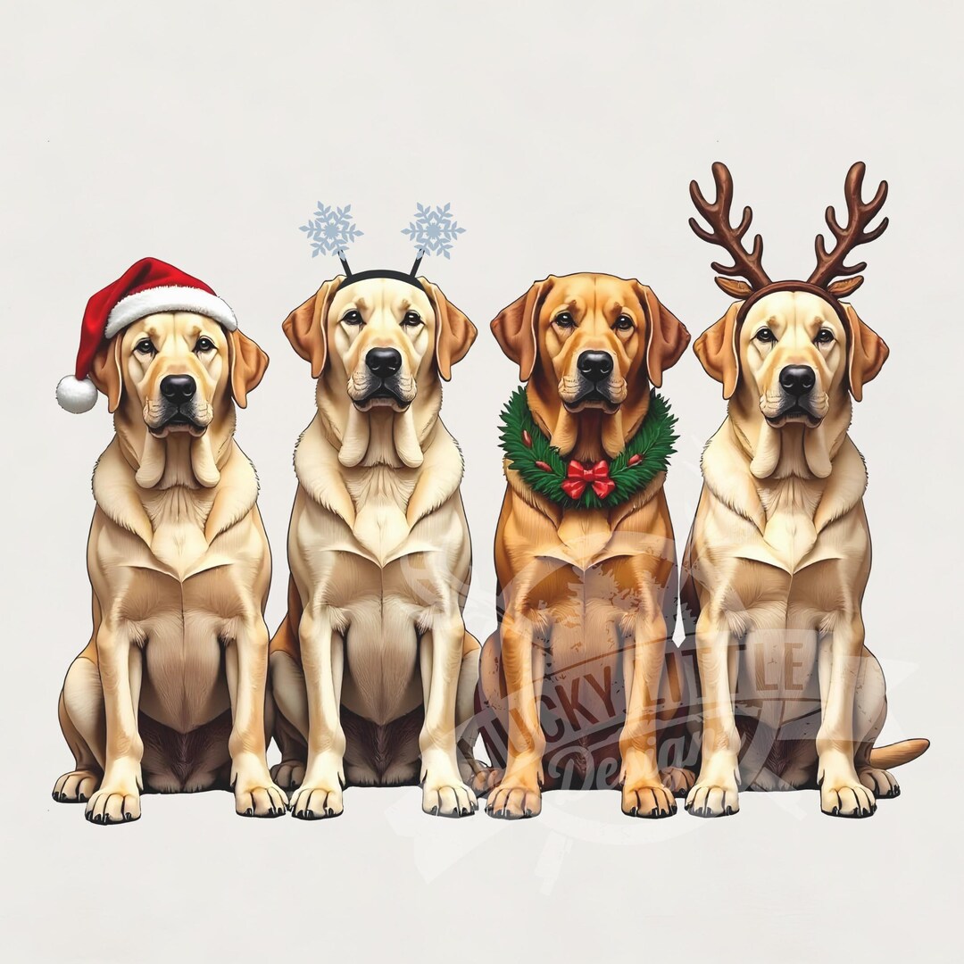 Christmas Dogs Png Labrador Retrievers in Santa Hat Christmas Hunting ...