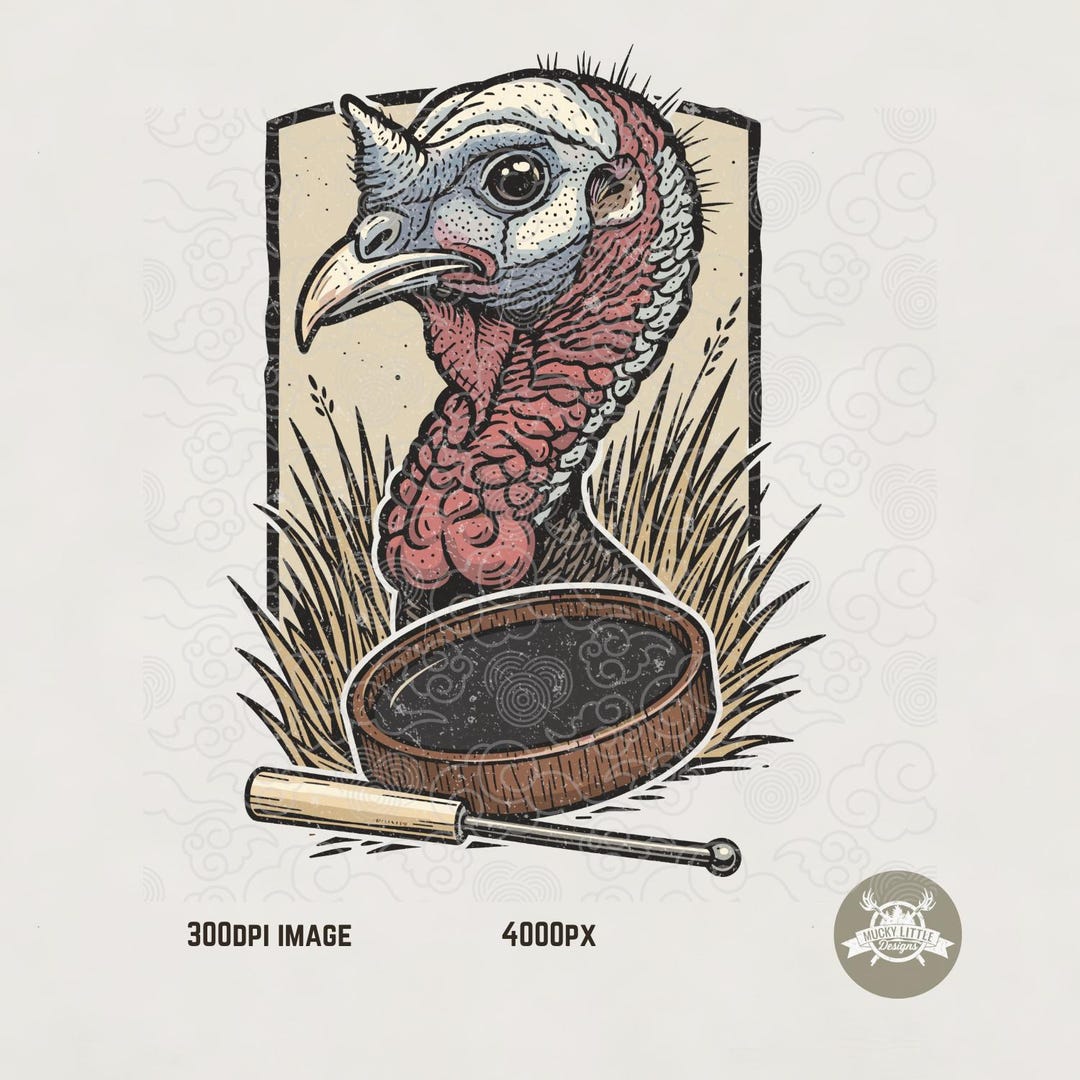 Wild Turkey Call PNG: Retro Hunting Sublimation Image File (digital ...