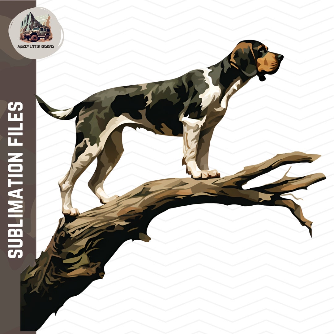 Raccoon Hunt Png, Camo Treeing Walker Coonhound Png Walker Dog Art ...