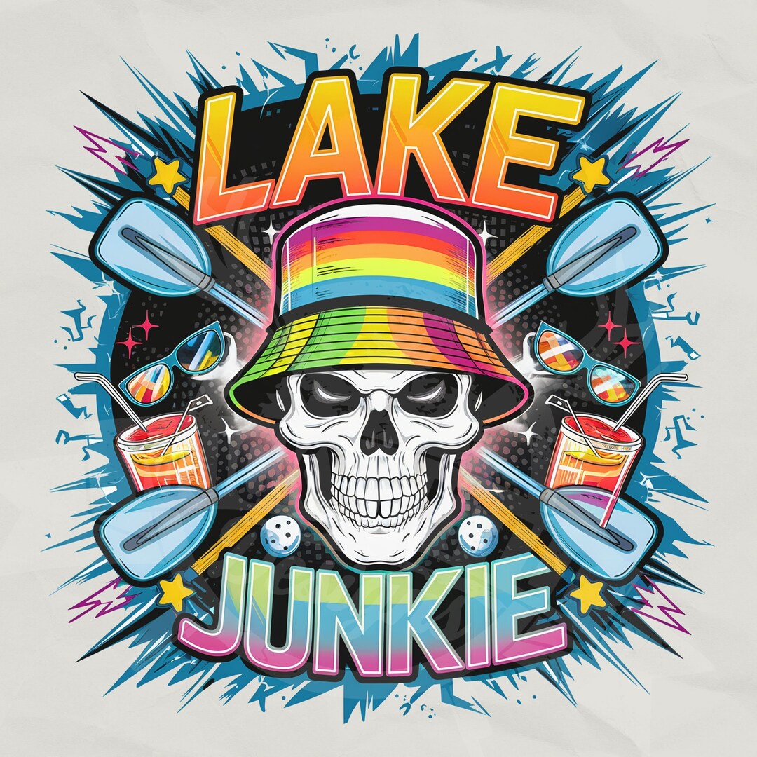 Skull Lake Junkie Png Boatin Floatin PNG Colorful Lake Png Lake Life ...