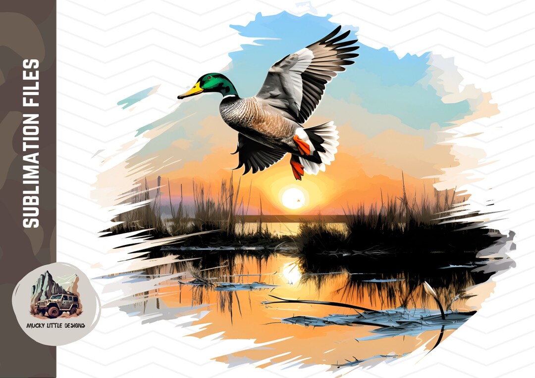 Mallard Duck Hunting Sublimation Design: Duck in Flight PNG ...
