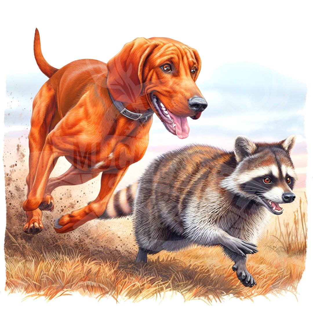 Redbone Coonhound Raccoon Hunting Sublimation Design | Watercolor ...