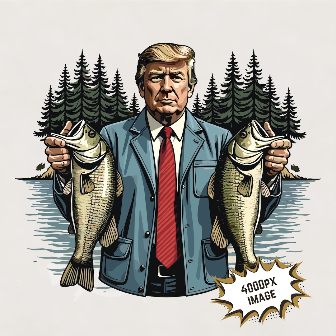 Trump Bass Fishing PNG: Funny Political Apparel Print (digital Download ...