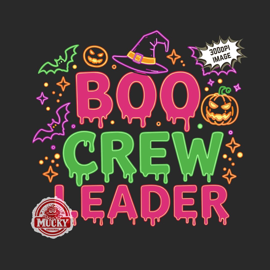 Neon Halloween Png, Halloween Drip Png | Boo Crew Leader Png, Neon Bat ...