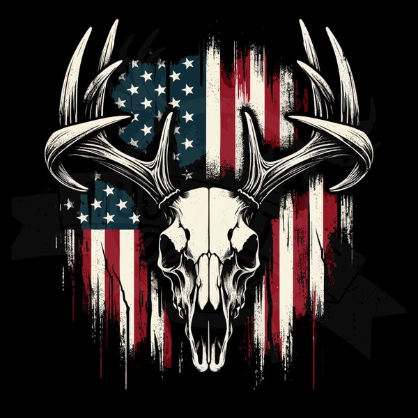 Patriotic Flag Buck Deer Skull - Etsy
